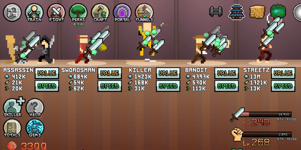 Idle Skilling（技能放置）Steam英文放置-Git游戏-gityx.com-文字放置摸鱼挂机游戏大全